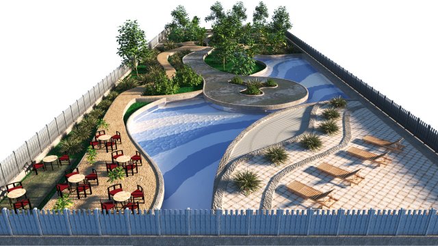 Rectangular Park Garden 3D Model in Bush 3DExport