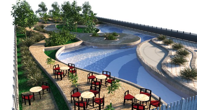 Rectangular Park Garden 3D Model in Bush 3DExport