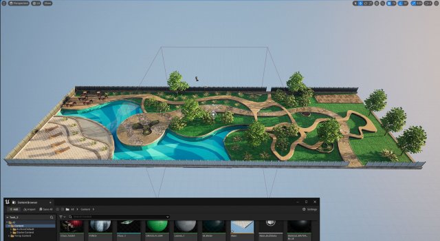 Rectangular Park Garden 3D Model in Bush 3DExport