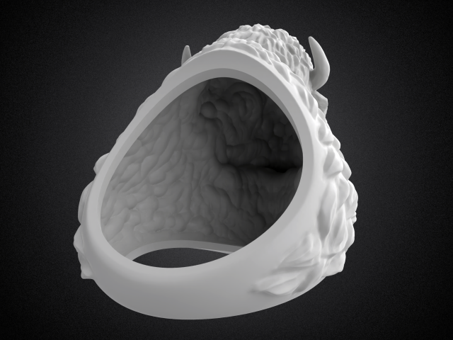 bison buffalo head sculpture ring 3d printable model r5 3d print model ...