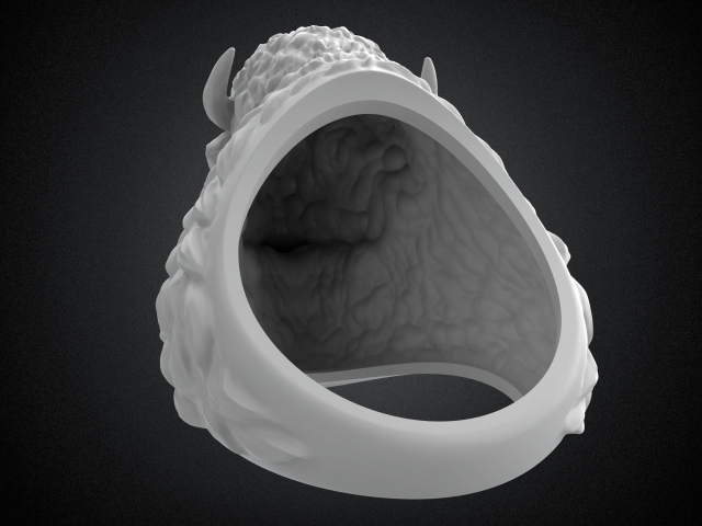 bison buffalo head sculpture ring 3d printable model r5 3d print model ...