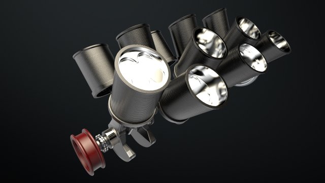 W12 Engine Working Animated 3D Model in Parts of auto 3DExport