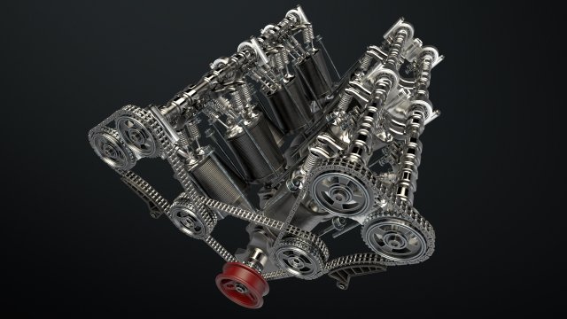 W12 Engine Working Animated 3D Model in Parts of auto 3DExport