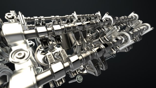 W12 Engine Working Animated 3D Model in Parts of auto 3DExport