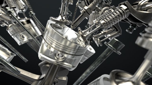 W12 Engine Working Animated 3D Model in Parts of auto 3DExport
