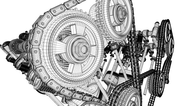 W12 Engine Working Animated 3D Model in Parts of auto 3DExport