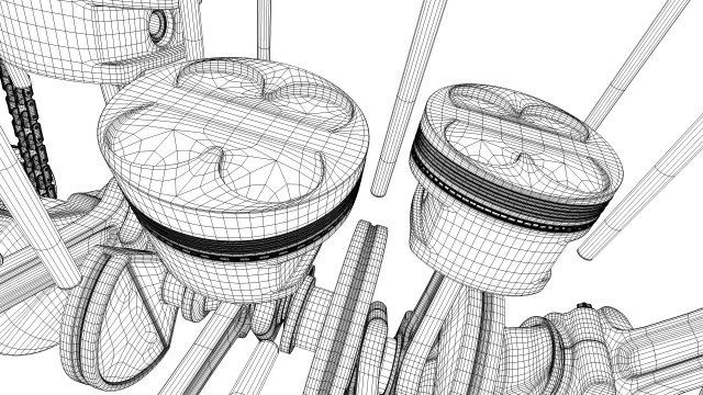 W12 Engine Working Animated 3D Model in Parts of auto 3DExport