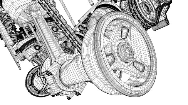 W12 Engine Working Animated 3D Model in Parts of auto 3DExport