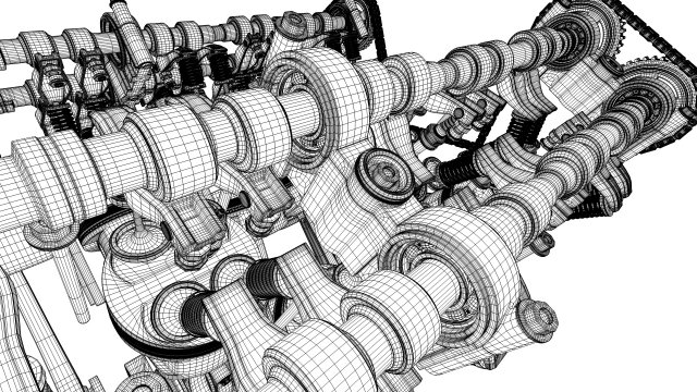 W12 Engine Working Animated 3D Model in Parts of auto 3DExport