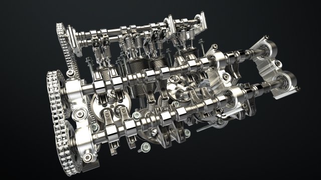 W8 Engine Working Animated 3D Model in Parts of auto 3DExport