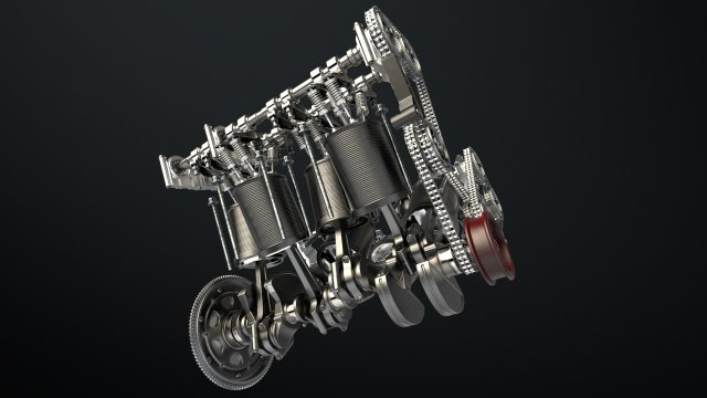 W8 Engine Working Animated 3D Model in Parts of auto 3DExport