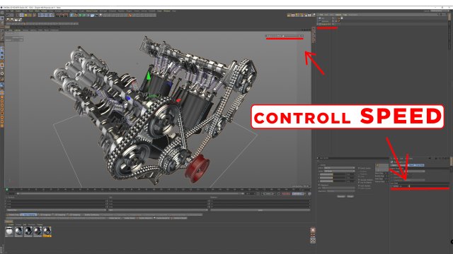 W8 Engine Working Animated 3D Model in Parts of auto 3DExport