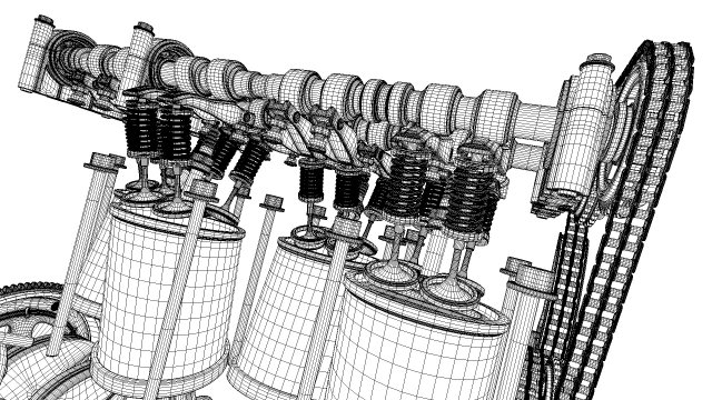 W8 Engine Working Animated 3D Model in Parts of auto 3DExport