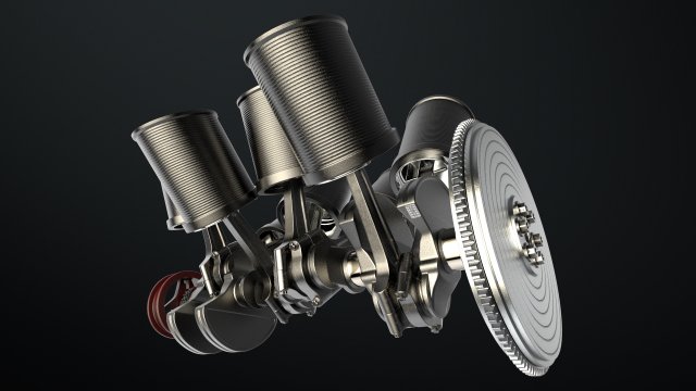W8 Engine Working Animated 3D Model in Parts of auto 3DExport
