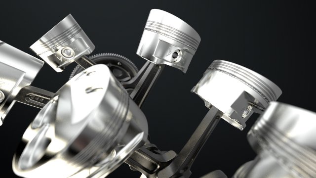 W8 Engine Working Animated 3D Model in Parts of auto 3DExport