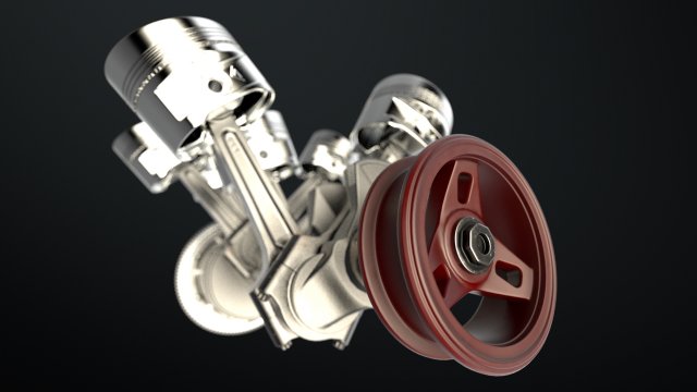 W8 Engine Working Animated 3D Model in Parts of auto 3DExport