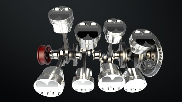 W8 Engine Working Animated 3D Model in Parts of auto 3DExport