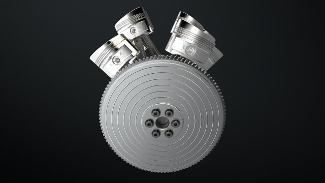 W8 Engine Working Animated 3D Model in Parts of auto 3DExport