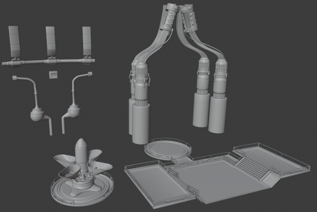 sci fi lab assets low and high poly texture 3D Model in Other 3DExport