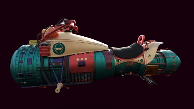 retro space motorcycle game ready low poly 3D Model in Motorcycle 3DExport