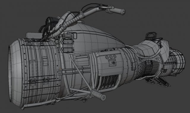 retro space motorcycle game ready low poly 3D Model in Motorcycle 3DExport