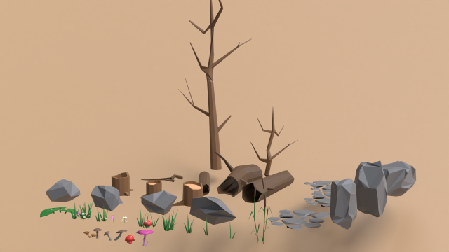 Low poly forest asset 3D Model in Landscapes 3DExport
