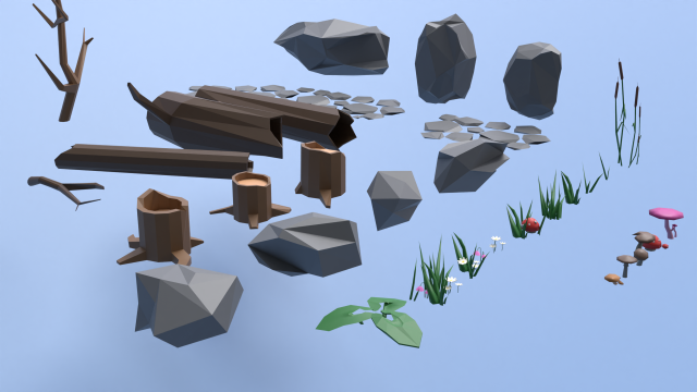 Low poly forest asset 3D Model in Landscapes 3DExport