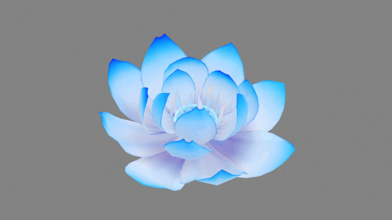 A blue lotus - Cartoon lotus - Open stamens - Mutant lotus Low-poly 3D ...
