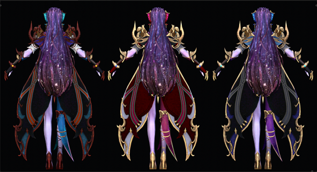 Three Color Fantastic Female Character 3D Model in Fantasy 3DExport