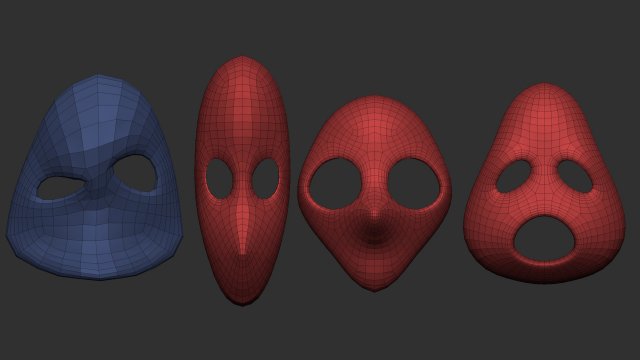 50 low poly mask shapes and base meshes IMM brush set for Zbrush OBJ ...
