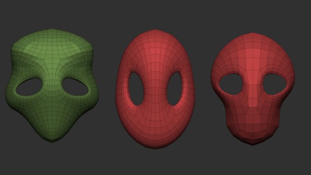 50 low poly mask shapes and base meshes IMM brush set for Zbrush OBJ ...