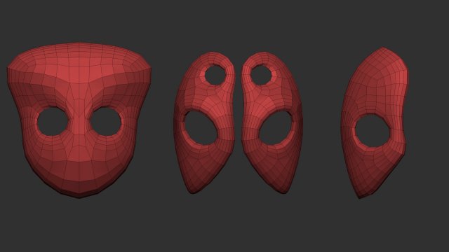 50 low poly mask shapes and base meshes IMM brush set for Zbrush OBJ ...
