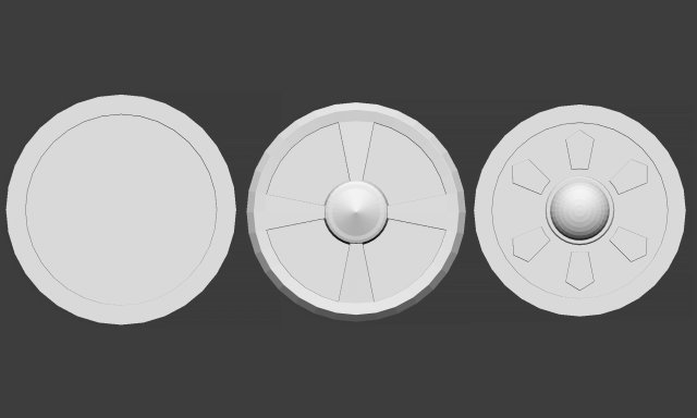 30 Low-poly medieval fantasy shield base mesh shapes IMM and 5 strap shapes zbrush set and fbx ...