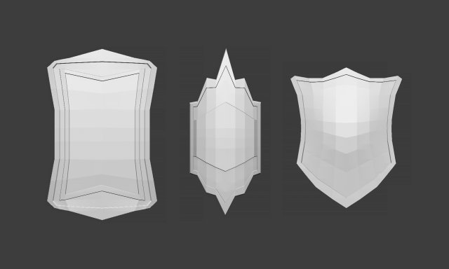 30 Low-poly medieval fantasy shield base mesh shapes IMM and 5 strap ...