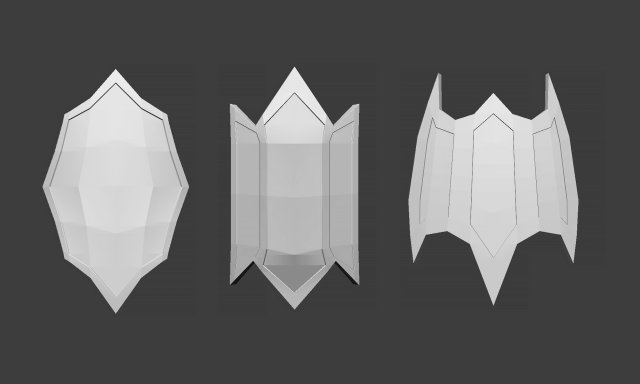 30 Low-poly medieval fantasy shield base mesh shapes IMM and 5 strap shapes zbrush set and fbx ...