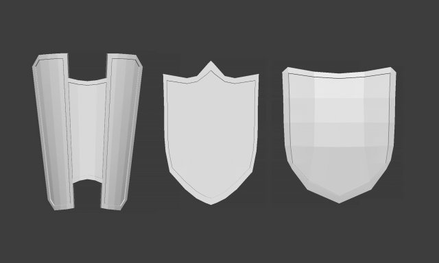 30 Low-poly medieval fantasy shield base mesh shapes IMM and 5 strap ...