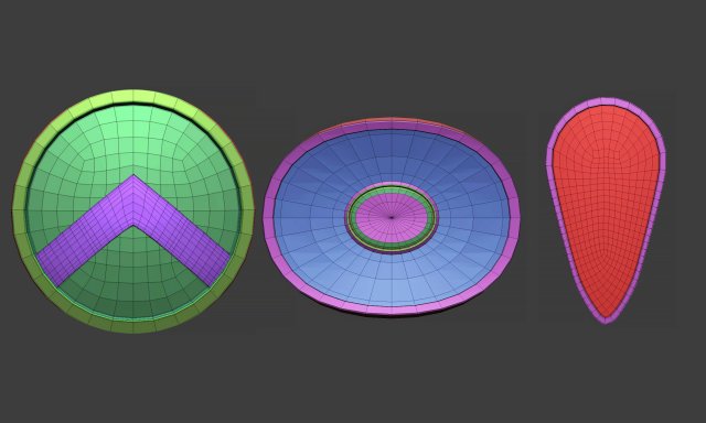 30 Low-poly medieval fantasy shield base mesh shapes IMM and 5 strap shapes zbrush set and fbx ...