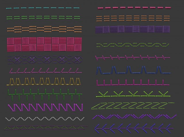 70 Low poly stitch sewing seams ornament IMM and IMM curve brushes for ...