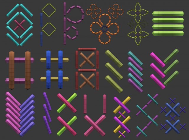 70 Low poly stitch sewing seams ornament IMM and IMM curve brushes for ...