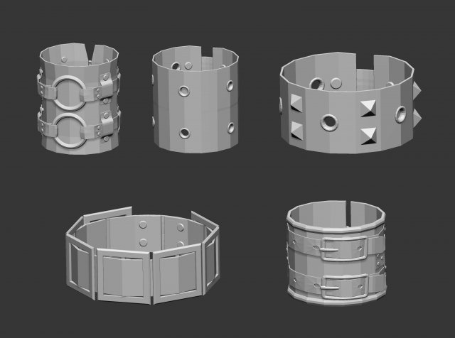 25 low poly arm cuff and bracelet shapes IMM set 3D Model in Clothing ...