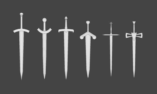 30 Low-poly medieval fantasy sword melee weapon base mesh shapes IMM ...