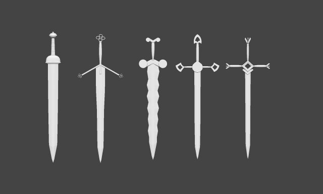 30 Low-poly medieval fantasy sword melee weapon base mesh shapes IMM ...