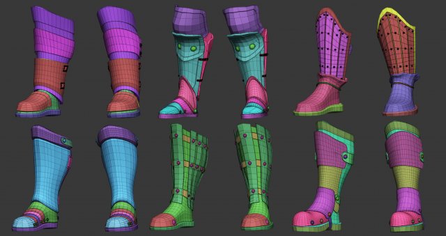 20 Low-poly medieval fantasy leg knee and feet armor base mesh IMM ...