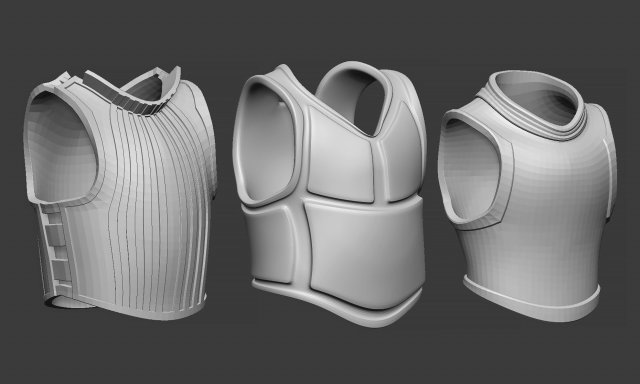 20 Low-poly medieval fantasy body armor base mesh shapes IMM zbrush set ...
