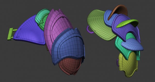 20 Low-poly medieval fantasy shoulder armor base mesh IMM brush set for Zbrush FBX and OBJ files ...