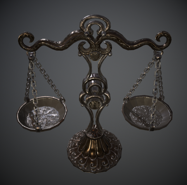 balance scales of justice low poly 5 texture options and high poly 3D ...