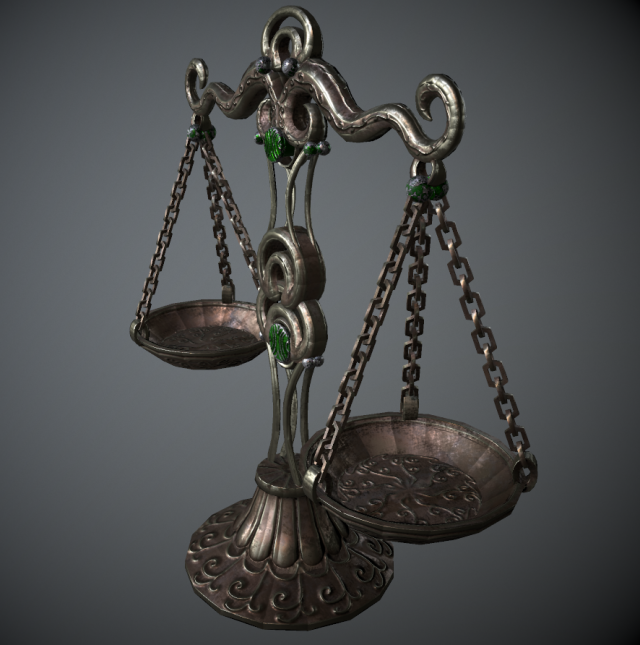 balance scales of justice low poly 5 texture options and high poly 3D ...