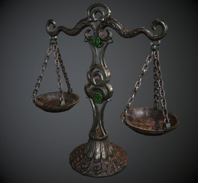 balance scales of justice low poly 5 texture options and high poly 3D ...