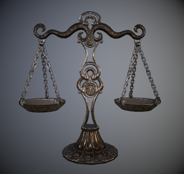 balance scales of justice low poly 5 texture options and high poly 3D ...