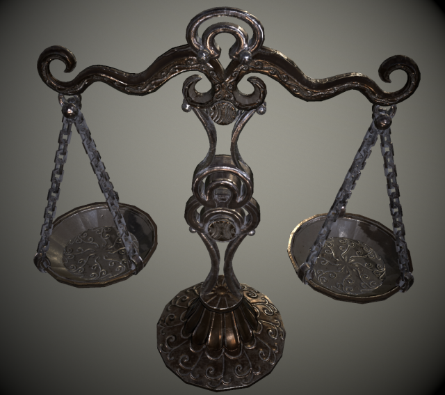 balance scales of justice low poly 5 texture options and high poly 3D ...